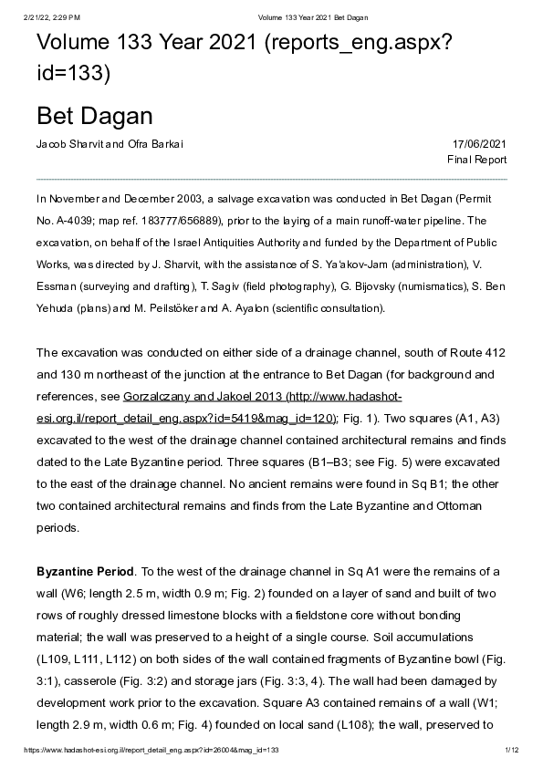 (PDF) Volume 133 Year 2021 Bet Dagan
