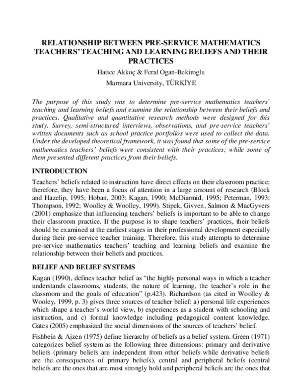 (PDF) Relationship between pre-service mathematics teachers’ teaching ...