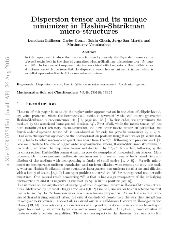 (PDF) The Dispersion Tensor and Its Unique Minimizer in Hashin ...