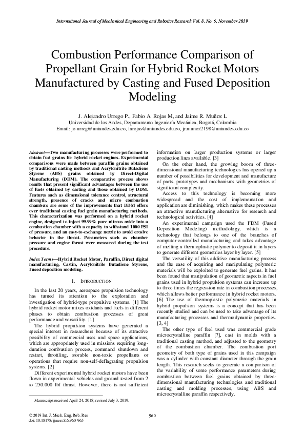 (PDF) Combustion Performance Comparison of Propellant Grain for Hybrid ...