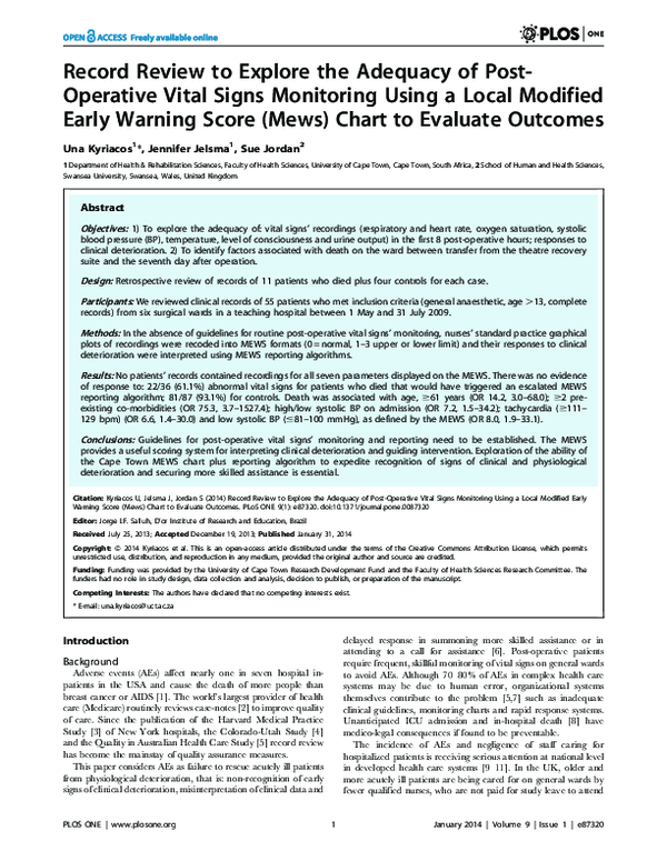 (PDF) Record Review to Explore the Adequacy of Post-Operative Vital ...