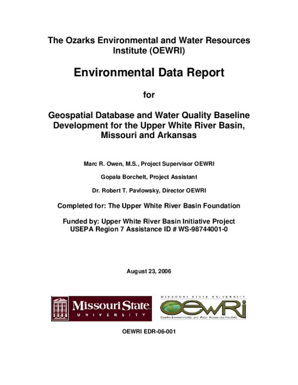 (PDF) Environmental Data Report for Geospatial Database and Water ...