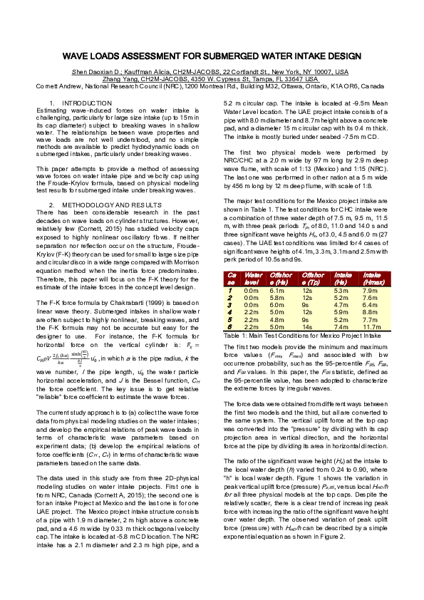 (PDF) Wave Loads Assessment for Submerged Water Intake Design