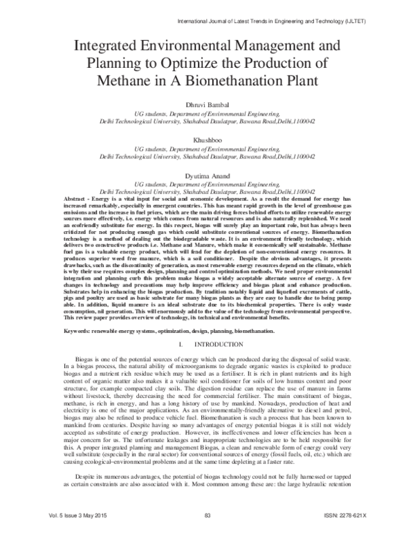 (PDF) Integrated Environmental Management and Planning to Optimize the ...