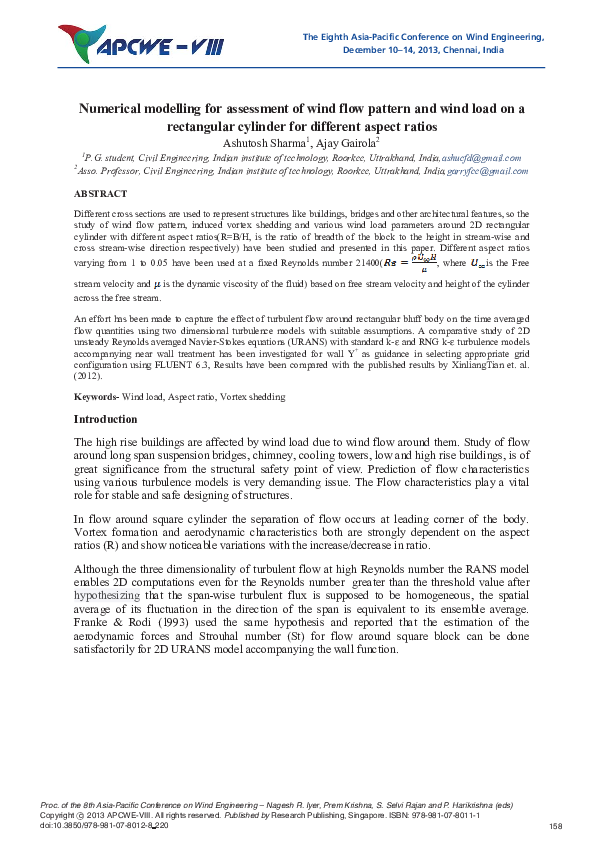 (PDF) Numerical Modelling for Assessment of Wind Flow Pattern and Wind Load on a Rectangular ...