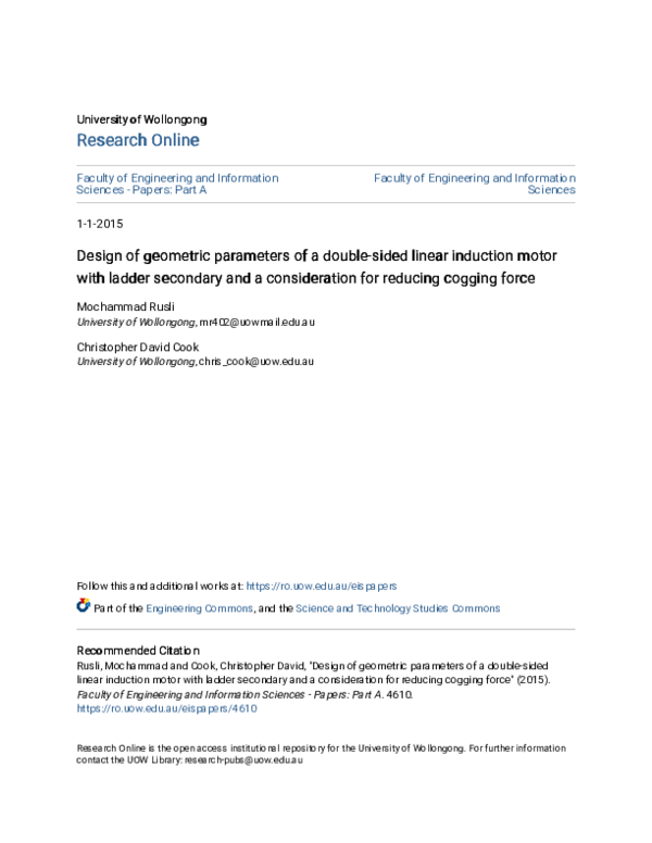 (PDF) Design of Geometric Parameters of a Double-Sided Linear Induction Motor with Ladder ...