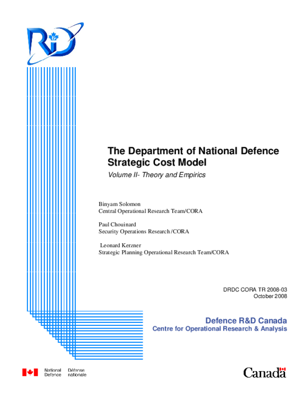 (PDF) The Department of National Defence Strategic Cost Model: Development