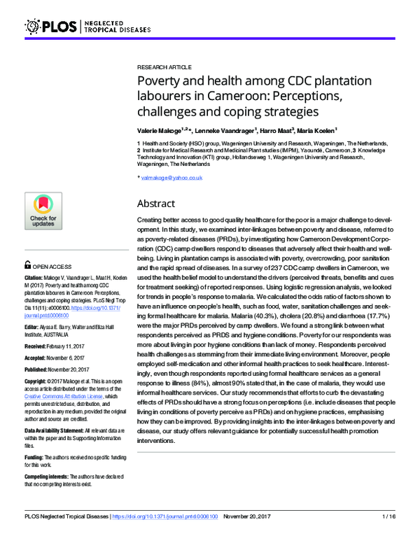 (PDF) Poverty and health among CDC plantation labourers in Cameroon ...
