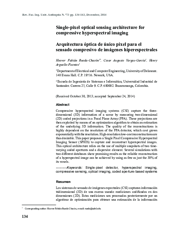 (PDF) Single-pixel optical sensing architecture for compressive hyperspectral imaging