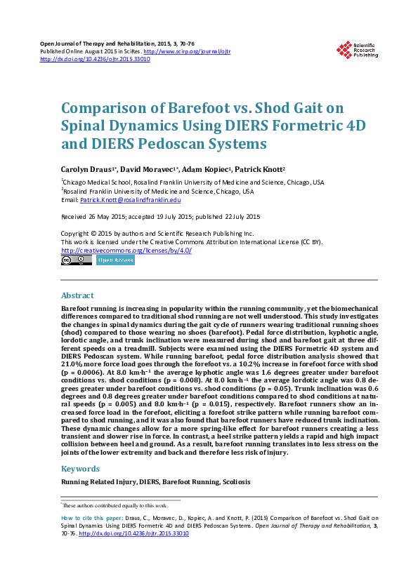 (PDF) Comparison of Barefoot vs. Shod Gait on Spinal Dynamics Using ...