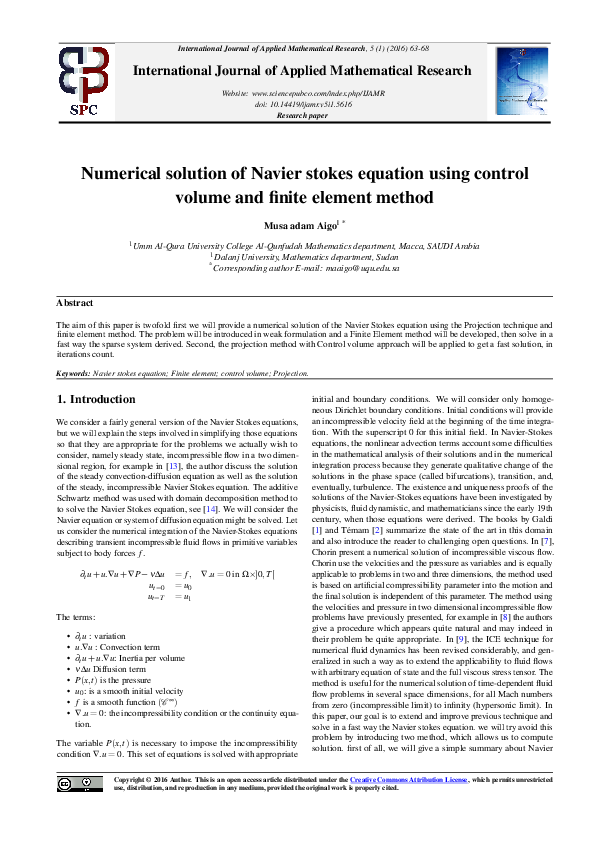 (PDF) Efficient Numerical Solutions of Navier-Stokes Equation