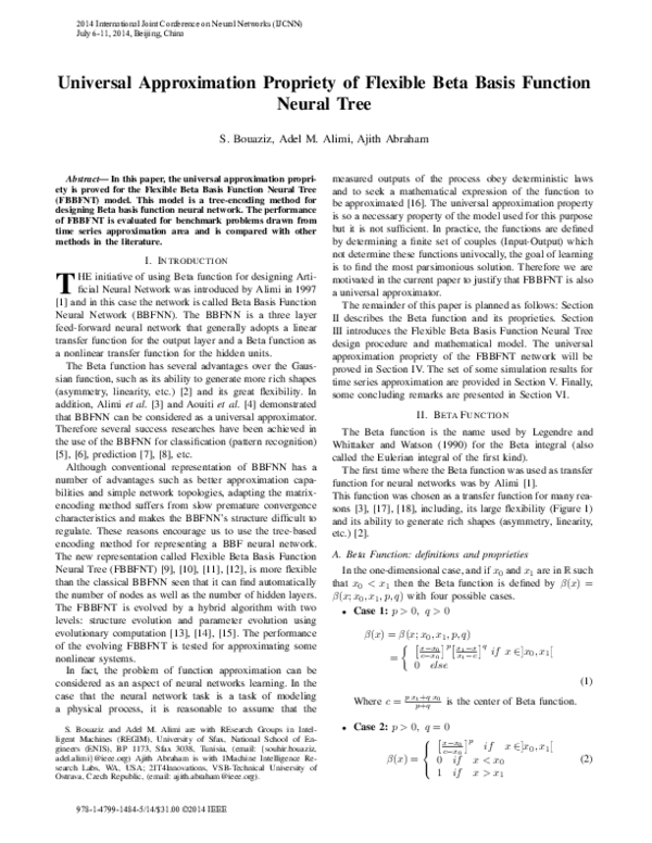 (PDF) Universal Approximation Propriety of Flexible Beta Basis Function Neural Tree