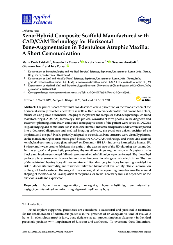 (PDF) Xeno-Hybrid Composite Scaffold Manufactured with CAD/CAM ...