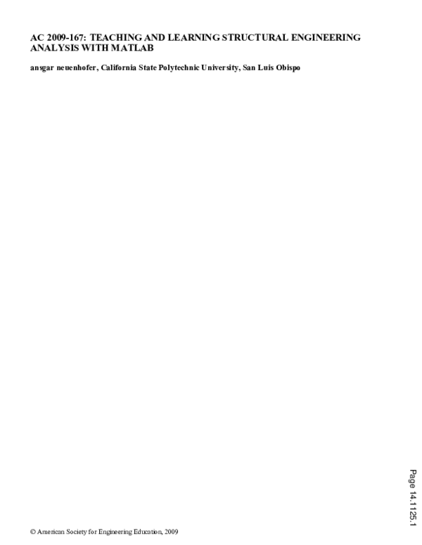 Pdf Teaching And Learning Structural Engineering Analysis With Matlab 0835