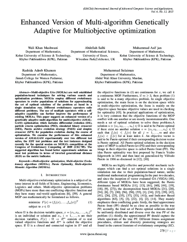 (PDF) Enhanced Version of Multi-algorithm Genetically Adaptive for Multiobjective optimization
