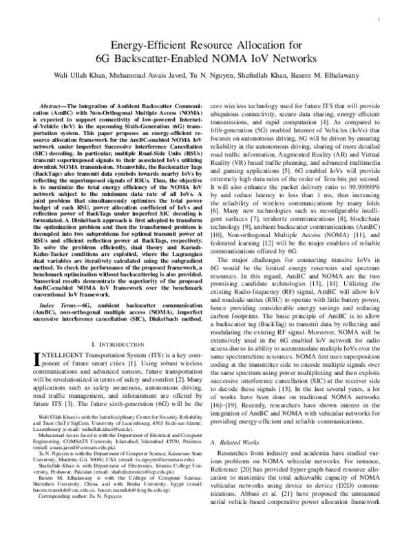 (PDF) Energy-Efficient Resource Allocation for 6G Backscatter-Enabled NOMA IoV Networks