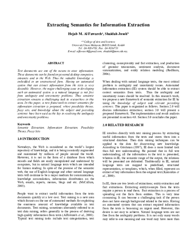 (PDF) Extracting Semantics for Information Extraction | Shaidah Jusoh ...