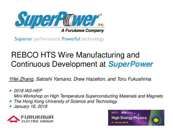 (PDF) REBCO HTS Wire Manufacturing and Continuous Development at SuperPower