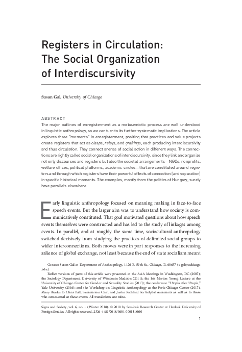 (PDF) Registers in Circulation: The Social Organization of ...