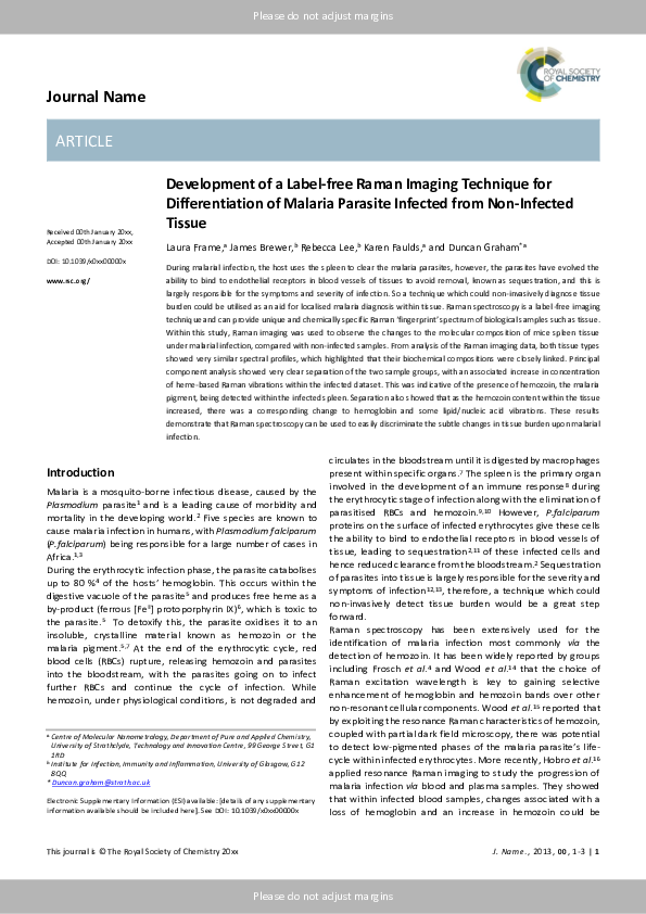 (PDF) Label-Free Raman Imaging for Malaria Detection