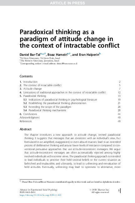 (PDF) Paradoxical thinking as a paradigm of attitude change