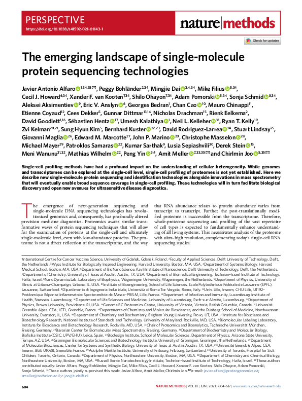 Pdf The Emerging Landscape Of Single Molecule Protein Sequencing Technologies
