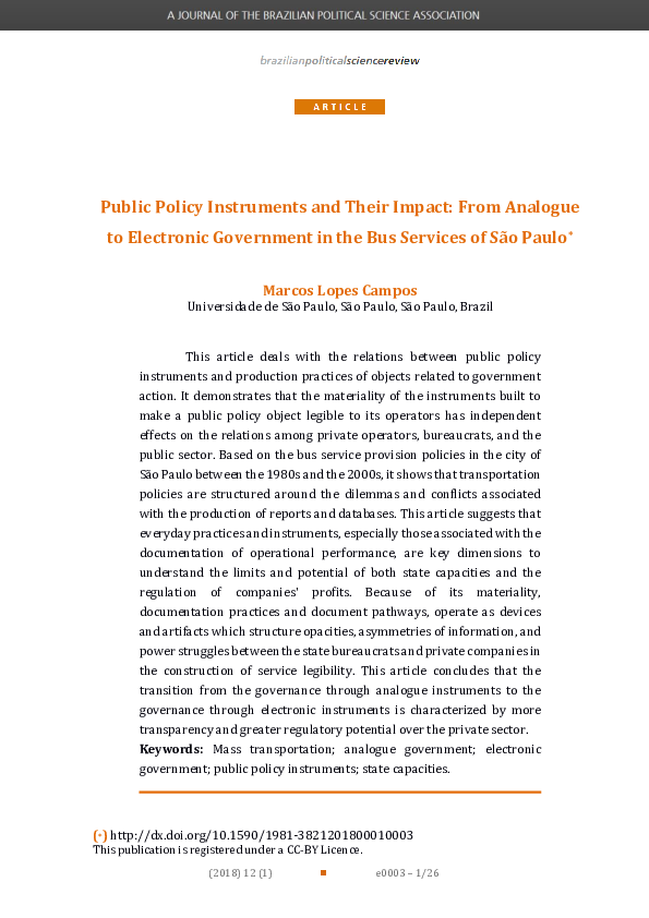 (PDF) Public Policy Instruments and Their Impact: From Analogue to ...