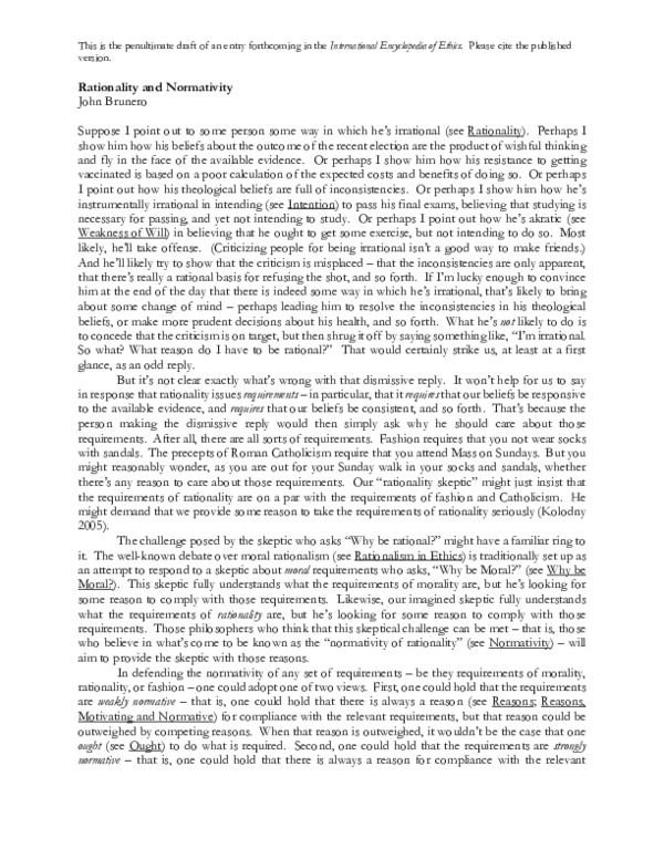 (PDF) Rationality and Normativity