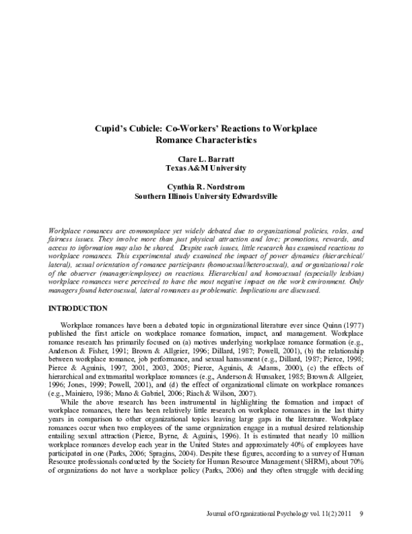 (PDF) Cupid’s Cubicle: Co-Workers’ Reactions to Workplace Romance ...