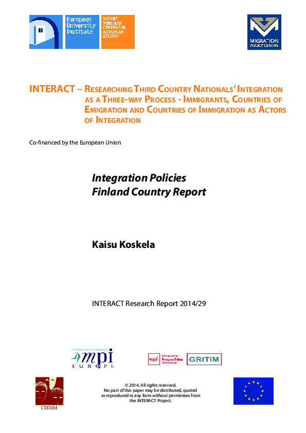 (PDF) Integration Policies - Finland Country Report