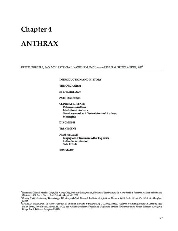(PDF) INTRODUCTION AND HISTORY THE ORGANISM EPIDEMIOLOGY PATHOGENESIS CLINICAL DISEASE Cutaneous ...