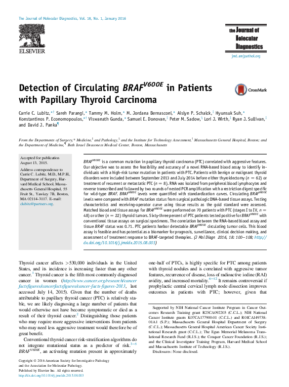 (PDF) Detection of Circulating BRAFV600E in Patients with Papillary ...