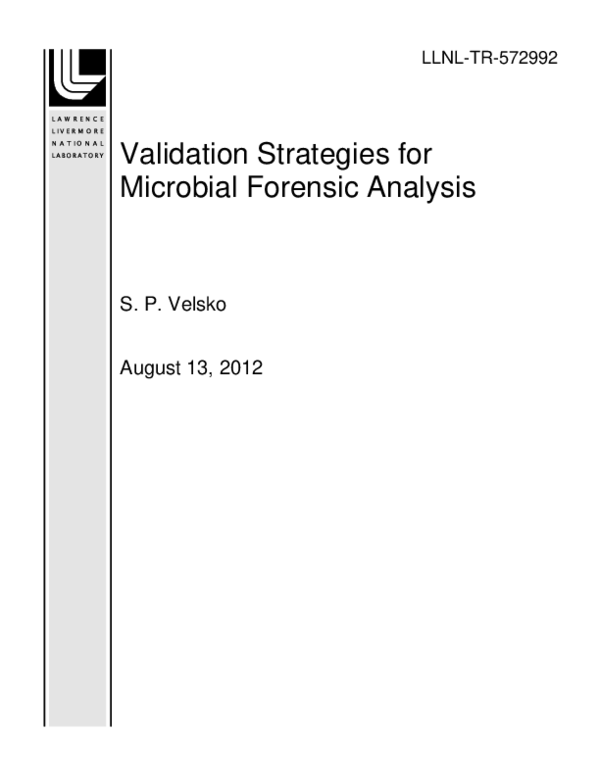 (PDF) Validation Strategies for Microbial Forensic Analysis