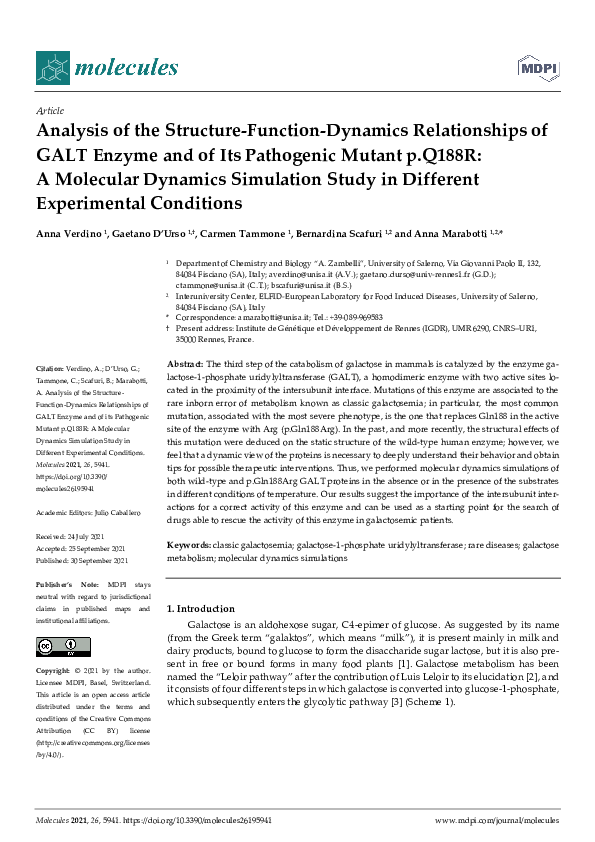 (PDF) Analysis of the Structure-Function-Dynamics Relationships of GALT ...