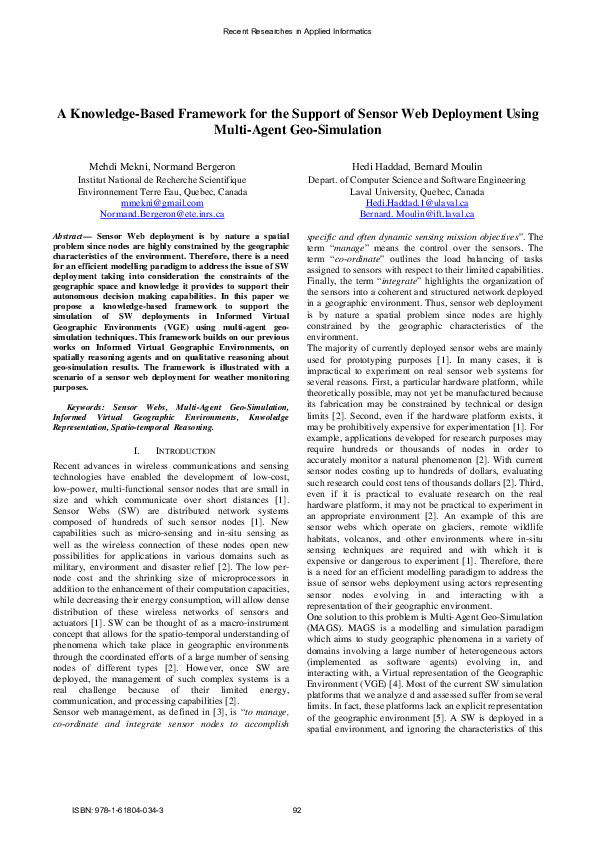 Pdf A Knowledge Based Framework For The Support Of Sensor Web