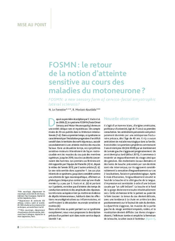 (PDF) FOSMN: le retour de la notion d'atteinte sensitive au cours des ...