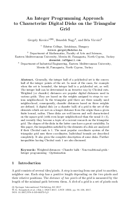(PDF) An Integer Programming Approach to Characterize Digital Disks on ...