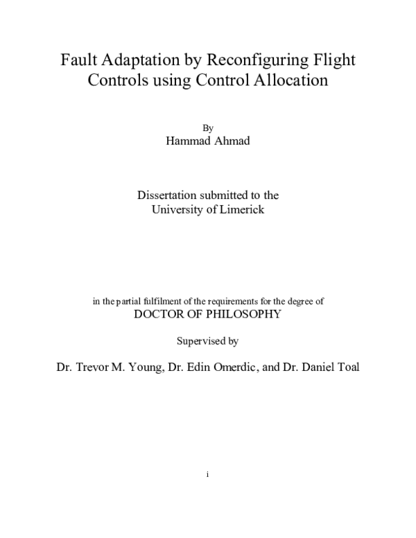 (PDF) Fault adaptation by reconfiguring flight controls using control ...