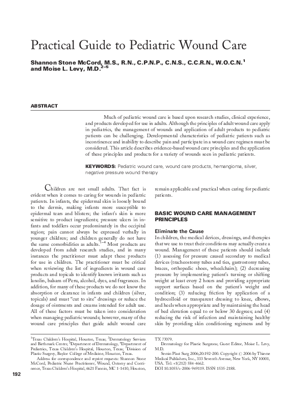 (PDF) Practical Guide to Pediatric Wound Care