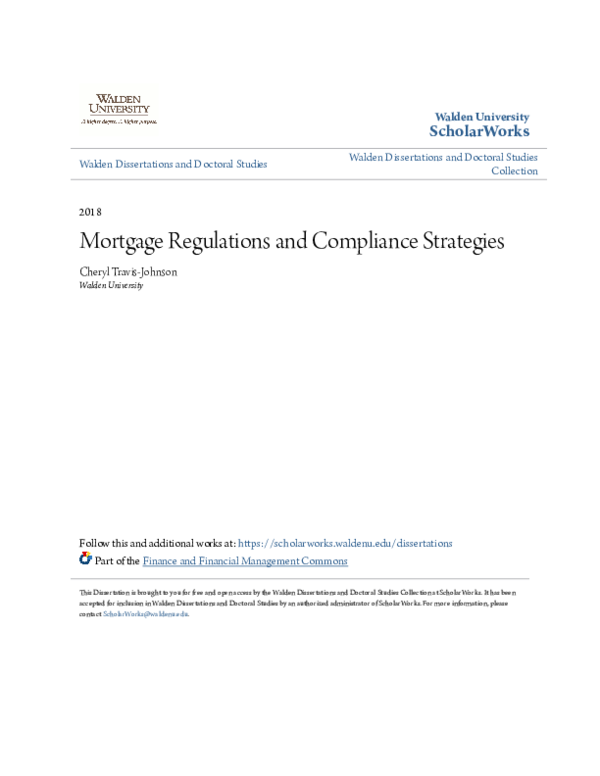 (PDF) Mortgage Regulations and Compliance Strategies | Cheryl Travis ...