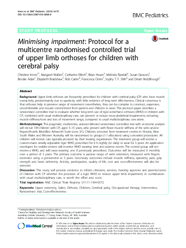 (PDF) Minimising impairment: Protocol for a multicentre randomised ...