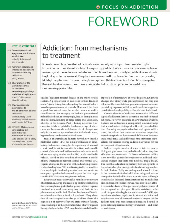 (PDF) Addiction: from mechanisms to treatment