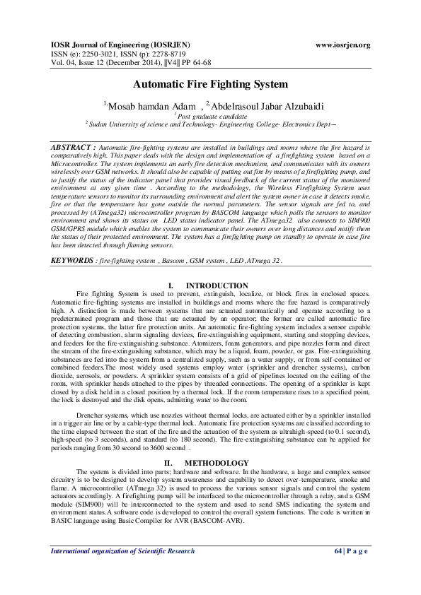 (PDF) Automatic Fire Fighting System