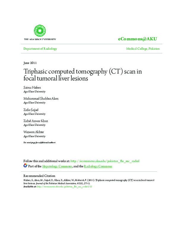 (PDF) Triphasic computed tomography (CT) scan in focal tumoral liver ...