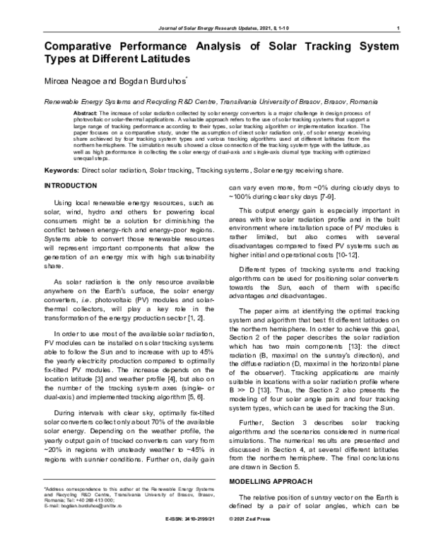 (PDF) Comparative Performance Analysis of Solar Tracking System Types ...