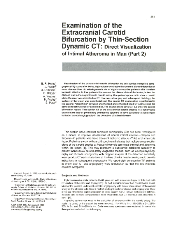 Pdf Examination Of The Extracranial Carotid Bifurcation By Thin Section Dynamic Ct Direct