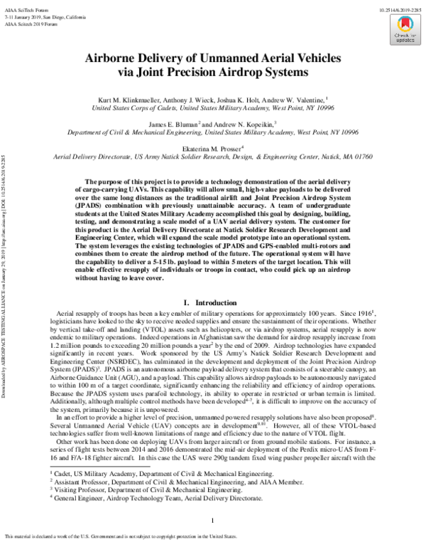 (PDF) Airborne Delivery of Unmanned Aerial Vehicles via Joint Precision ...