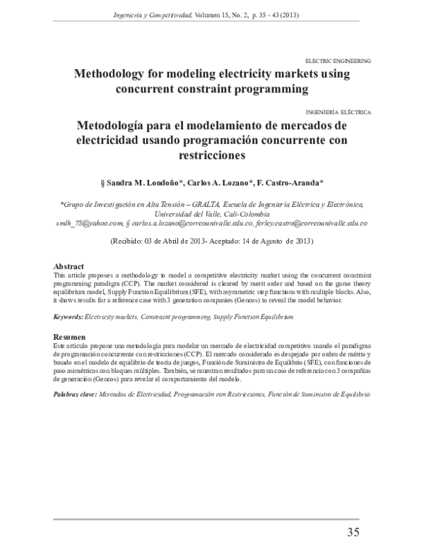 (PDF) Methodology for modeling electricity markets using concurrent constraint programming
