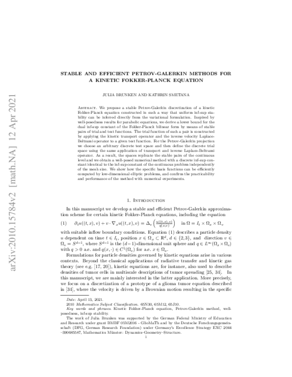 (PDF) Stable Petrov-Galerkin for Fokker-Planck Equation