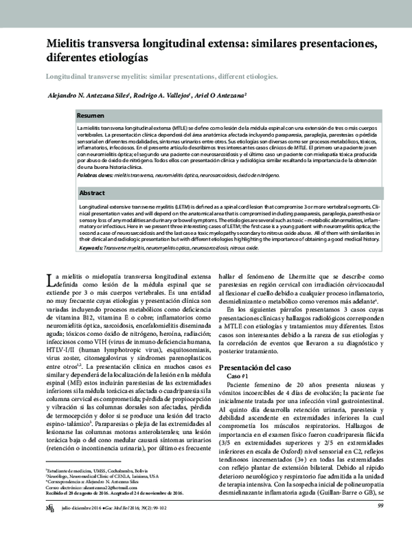 (PDF) Mielitis transversa longitudinal extensa: similares ...